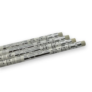 Music Pencil Music Stave Theme White with Rubber Tip